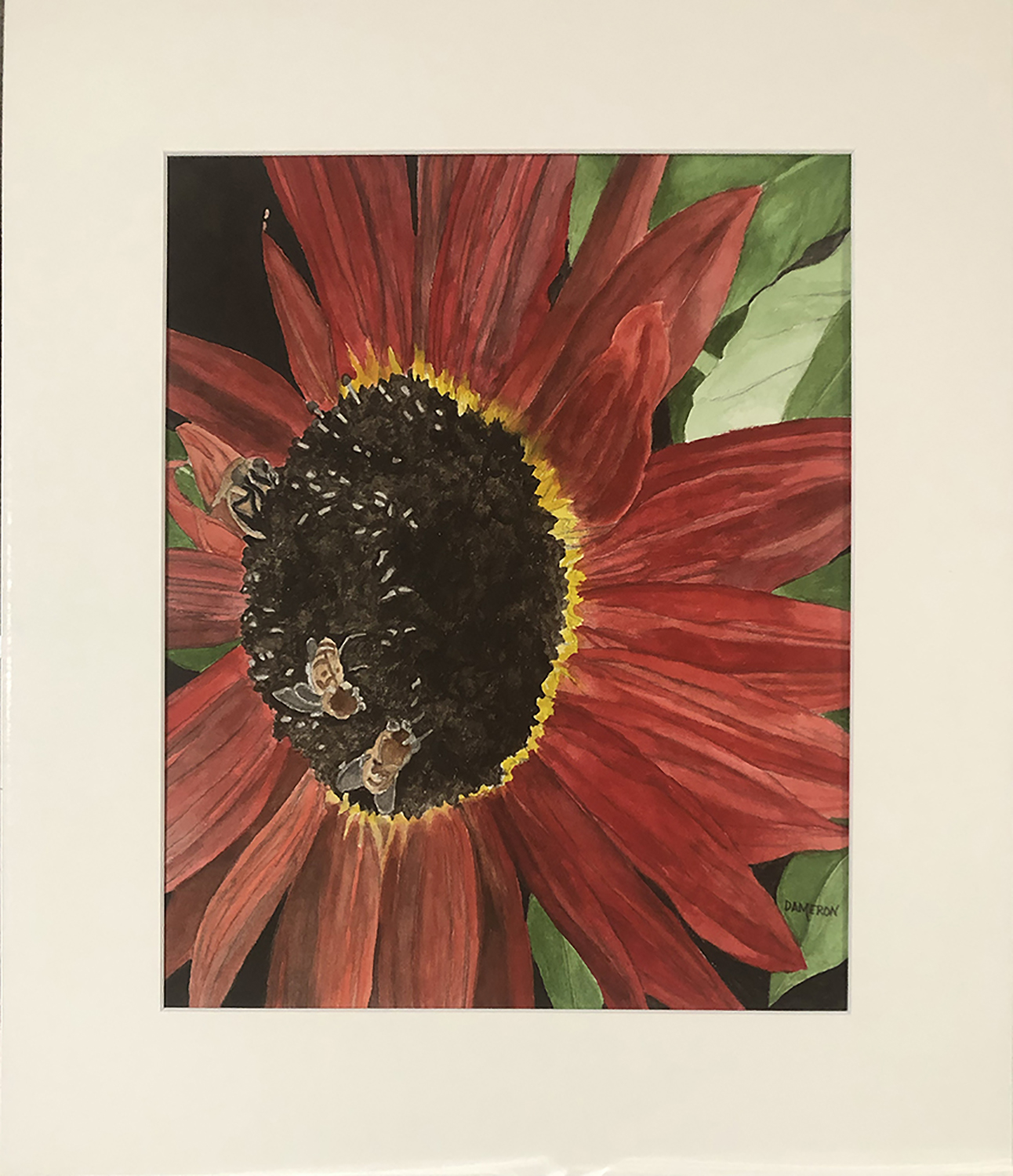 "Bees and A Sunflower", 17.5x20, 112223 - Tricia's Treasures